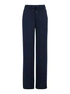 Herno Blue Pants With Elastic Waist And Drawstring And Logo Plate On Drawstring In Tech Fabric For - Multicolor