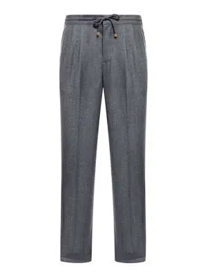 Brunello Cucinelli Wool Trousers With Pleats - Brown