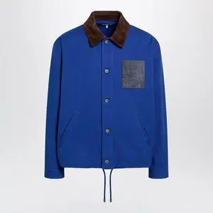 Loewe Long-sleeve Cotton And Leather Jacket - Blue