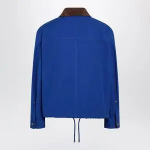Loewe Long-sleeve Cotton And Leather Jacket - Blue