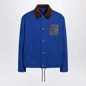 Loewe Long-sleeve Cotton And Leather Jacket - Blue