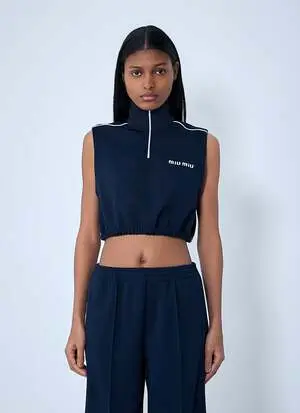 Miu Miu Sleeveless High-neck Crop Top