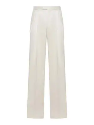 TOM FORD Silk Gabardine Trousers With Double Pleats - Cream