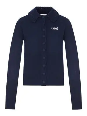 CHLOÉ Chloe` Women Fitted Logo Cardigan In A Wool Knit