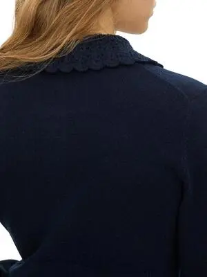 Chloé Fitted Logo Cardigan In A Wool Knit