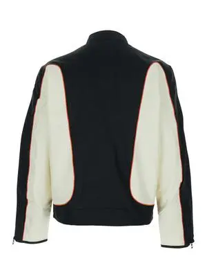 DIESEL® Black And White Jacket With Logo On The Sleeve And Bicolor Design In Tech Fabric