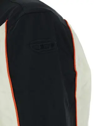 DIESEL® Black And White Jacket With Logo On The Sleeve And Bicolor Design In Tech Fabric