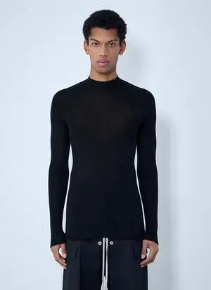 Rick Owens Ribbed Knit Long Sleeve Top - Black