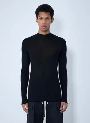 Rick Owens Ribbed Knit Long Sleeve Top - Black