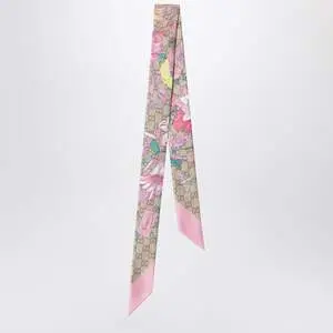 Gucci Gucci Printed Silk Ribbon With Flora Motif In Pink Women Pink