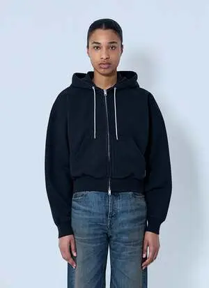 Alexander Wang Zip-front Hooded Sweatshirt - Black
