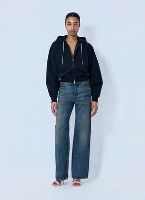 Alexander Wang Zip-front Hooded Sweatshirt - Black