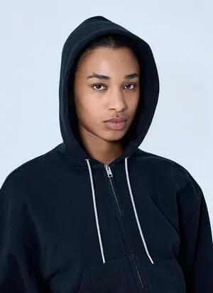 Alexander Wang Zip-front Hooded Sweatshirt - Black