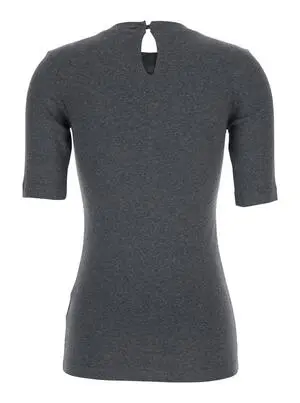 Brunello Cucinelli Cotton Ribbed Round Neck T-shirt - Gray