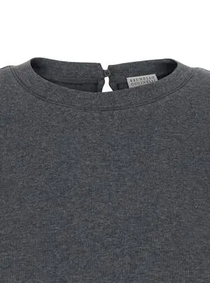 Brunello Cucinelli Cotton Ribbed Round Neck T-shirt - Gray