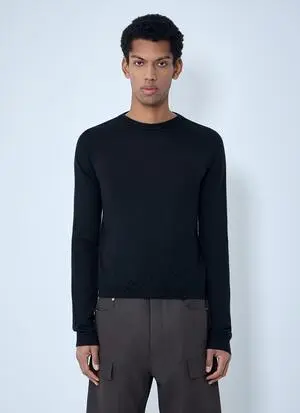 Rick Owens Fine Knit Wool Sweater - Black