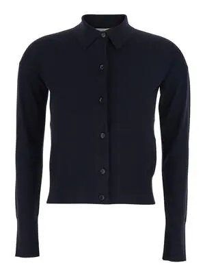 Max Mara Max Mara Women 'Medeola' Blue Sweater With Polo Collar And Button Closure In Wool Blend Woman Multicolor