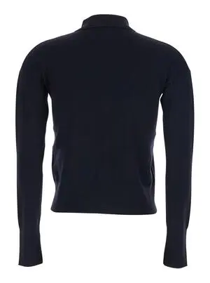 Max Mara Medeola' Blue Sweater With Polo Collar And Button Closure In Wool Blend - Multicolor