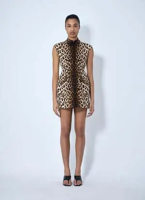 Sportmax Sleeveless Animal Print Dress - Brown