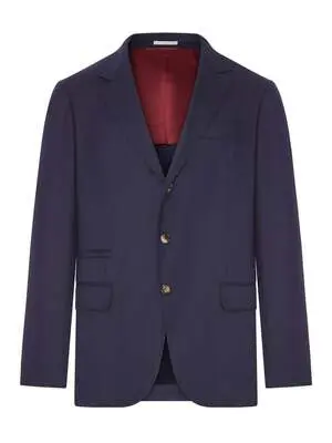Brunello Cucinelli Cashmere Blazer With Contrasting Lining - Blue
