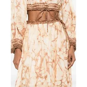 Zimmermann Tie-dye Pattern Full Skirt - Cream