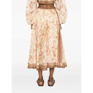 Zimmermann Tie-dye Pattern Full Skirt - Cream