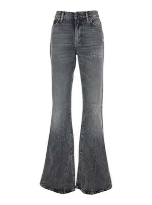 Acne Studios Gray Denim Bootcut Jeans With Logo Patch On The Back For