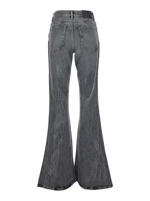 Acne Studios Gray Denim Bootcut Jeans With Logo Patch On The Back For