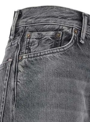 Acne Studios Gray Denim Bootcut Jeans With Logo Patch On The Back For