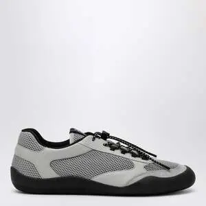 Prada Grey Speedrock Sneakers In Leather And Mesh Fabric - Gray