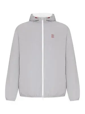 Brunello Cucinelli Technical Fabric Jacket With Hood - Gray