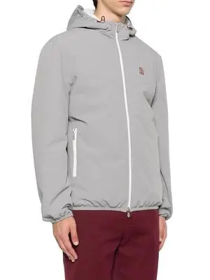 Brunello Cucinelli Technical Fabric Jacket With Hood - Gray