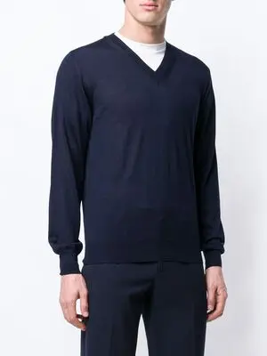 Brioni Wool Cashmere And Silk V-necked Sweater