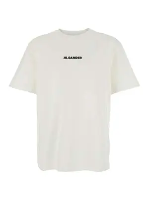 JIL SANDER Crew Neck T-shirt With Logo Lettering On The Front In Cotton For - White
