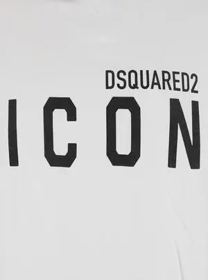 Dsquared2 White Hoodie With Front Logo Print In Cotton For