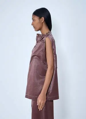 Issey Miyake Satin Denim Sleeveless Top