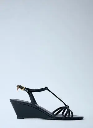 Prada Strappy Wedge Sandals - Black