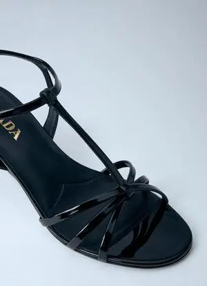Prada Strappy Wedge Sandals - Black