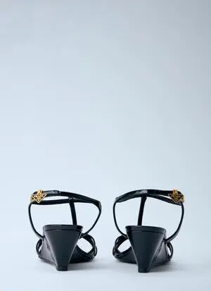 Prada Strappy Wedge Sandals - Black