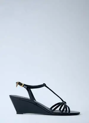 Prada Strappy Wedge Sandals - Black