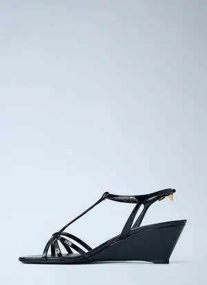 Prada Strappy Wedge Sandals - Black