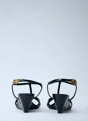 Prada Strappy Wedge Sandals - Black