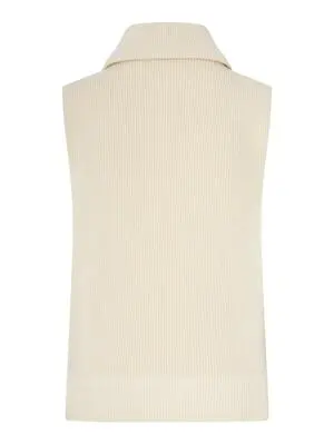 MAISON MARGIELA Ribbed Knit Zip-up Vest - Cream