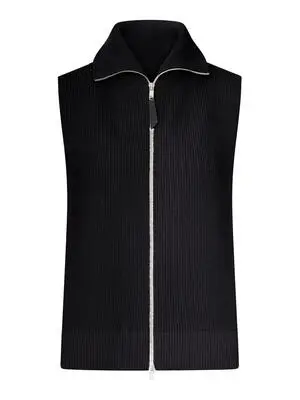 MAISON MARGIELA Ribbed Knit Zip-up Vest - Black