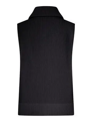 MAISON MARGIELA Ribbed Knit Zip-up Vest - Black