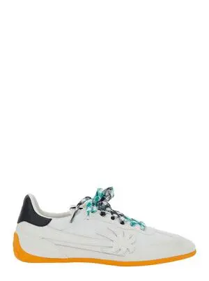 Palm Angels Pa 5' Low Top Sneakers With Logo Patch On The Tongue And Contrasting Heel With Logo In Leather - White