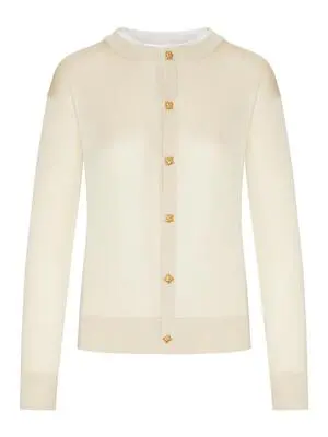 Bottega Veneta Double Silk Knit Cardigan - Cream