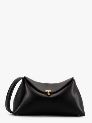 TOTEME T-lock Leather Clutch - Black