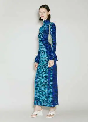 Rabanne Velvet Zebra Print Skirt - Blue