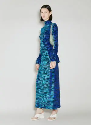 Rabanne Velvet Zebra Print Skirt - Blue